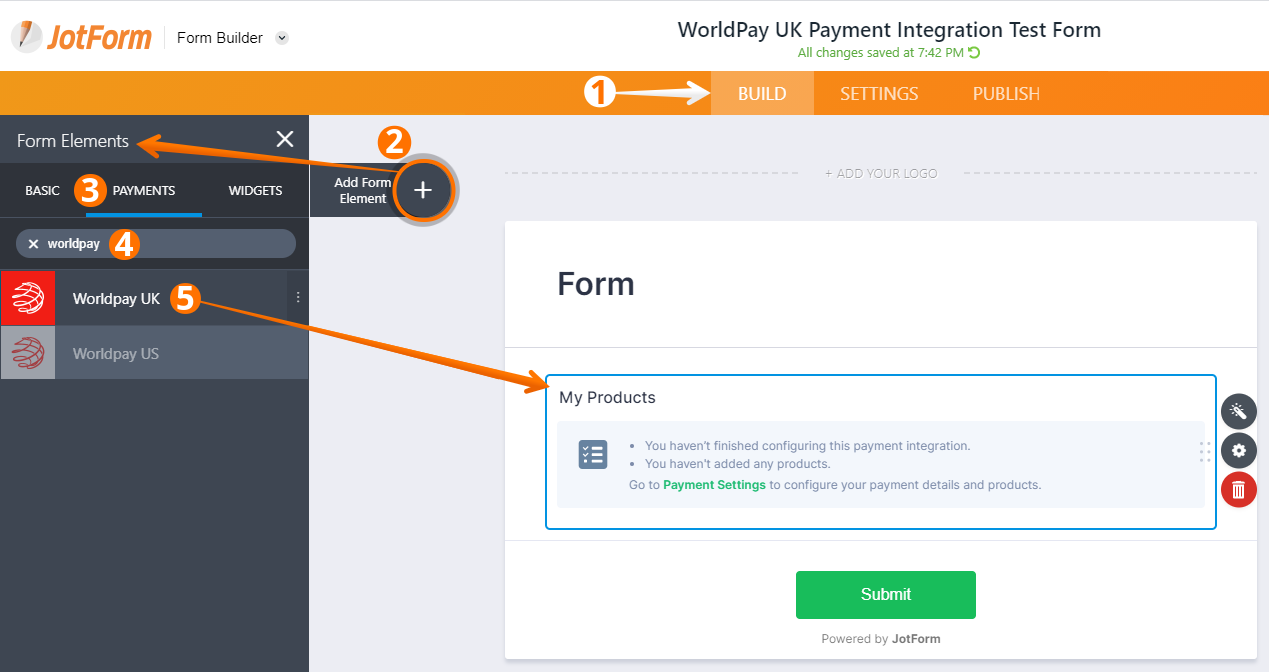How to integrate Worldpay UK with JotForm?