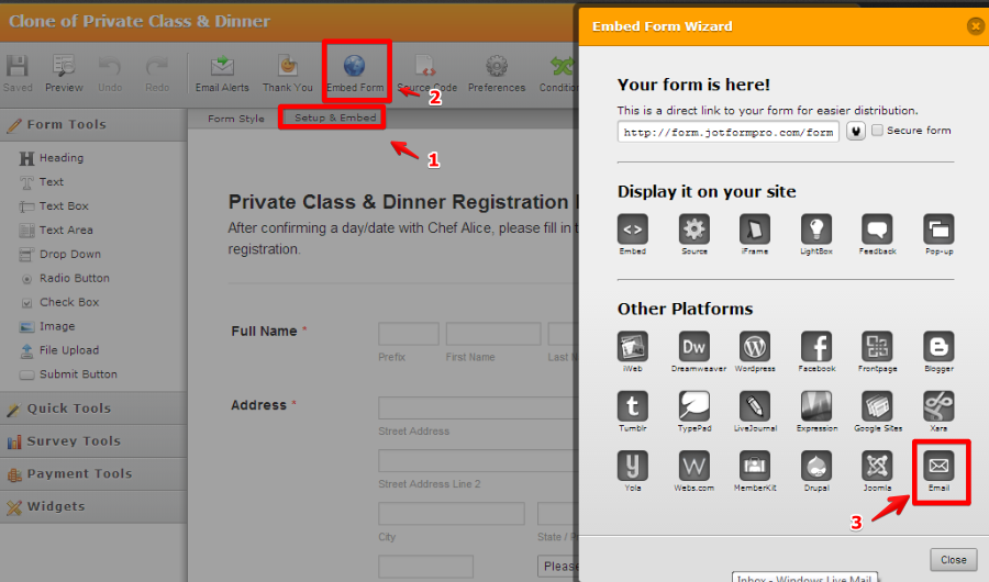 Can I Embed The Form In Outlook 