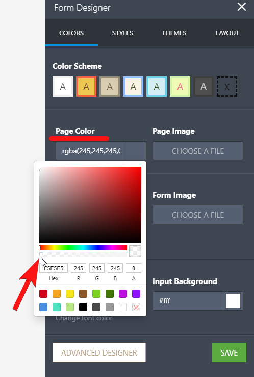 How to remove the form background?
