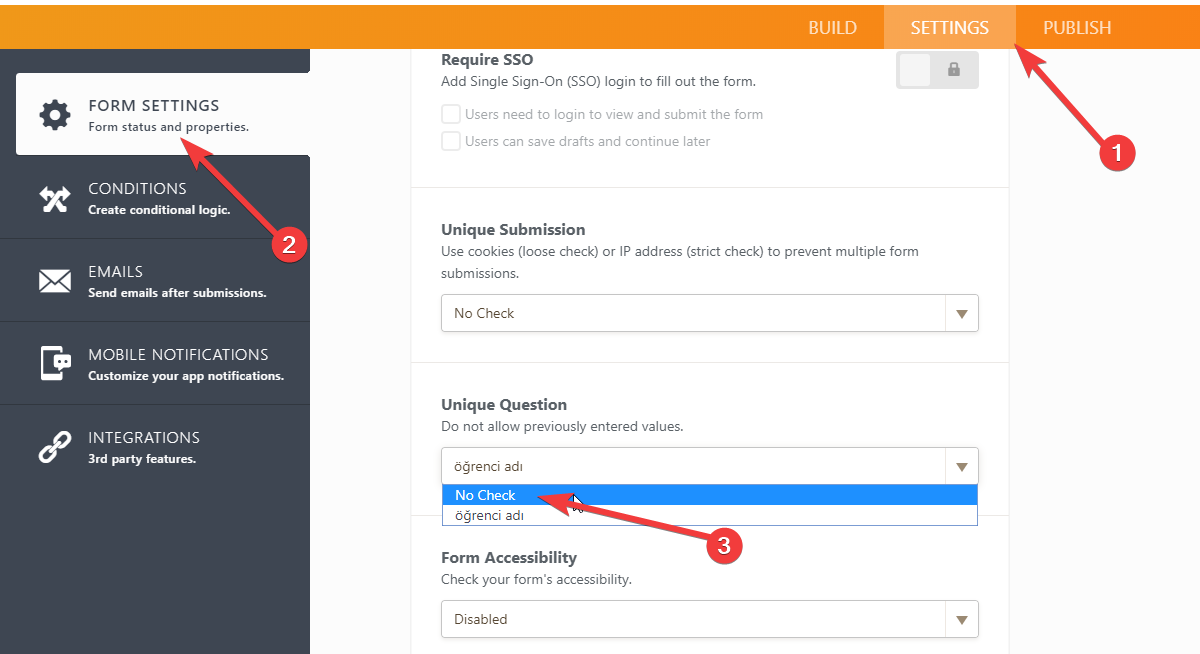 Form submission data not showing up when used with Unique Question