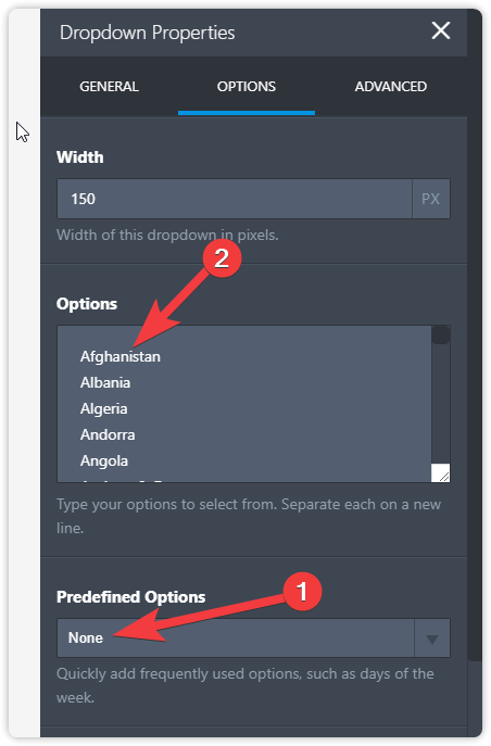 Condition: Dropdown with predefined countries shows "Missing Field" in ...