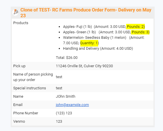 Tally inventory from order forms