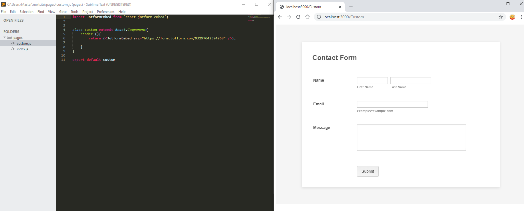 Embed Jotform [React, Next.js]