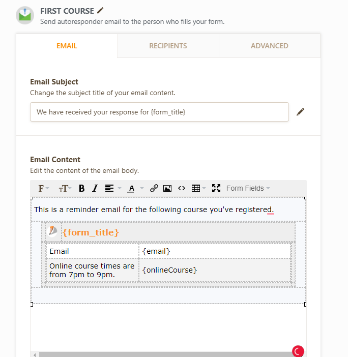 How to send a reminder email to anyone who complete the form?