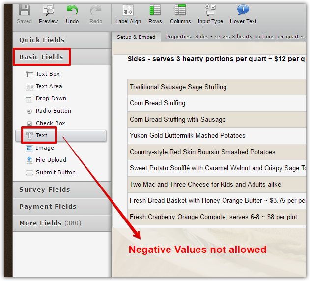 Matrix Field How Can I Prevent A Negative Number From Being Entered 