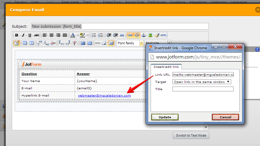 How To Add A Hyperlink To The Email Address