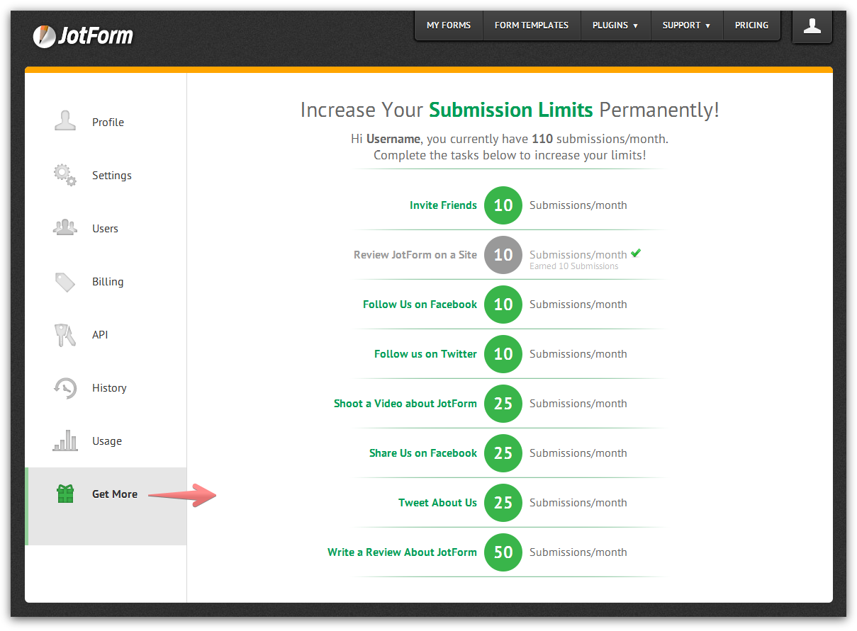 How to increase account submissions limit
