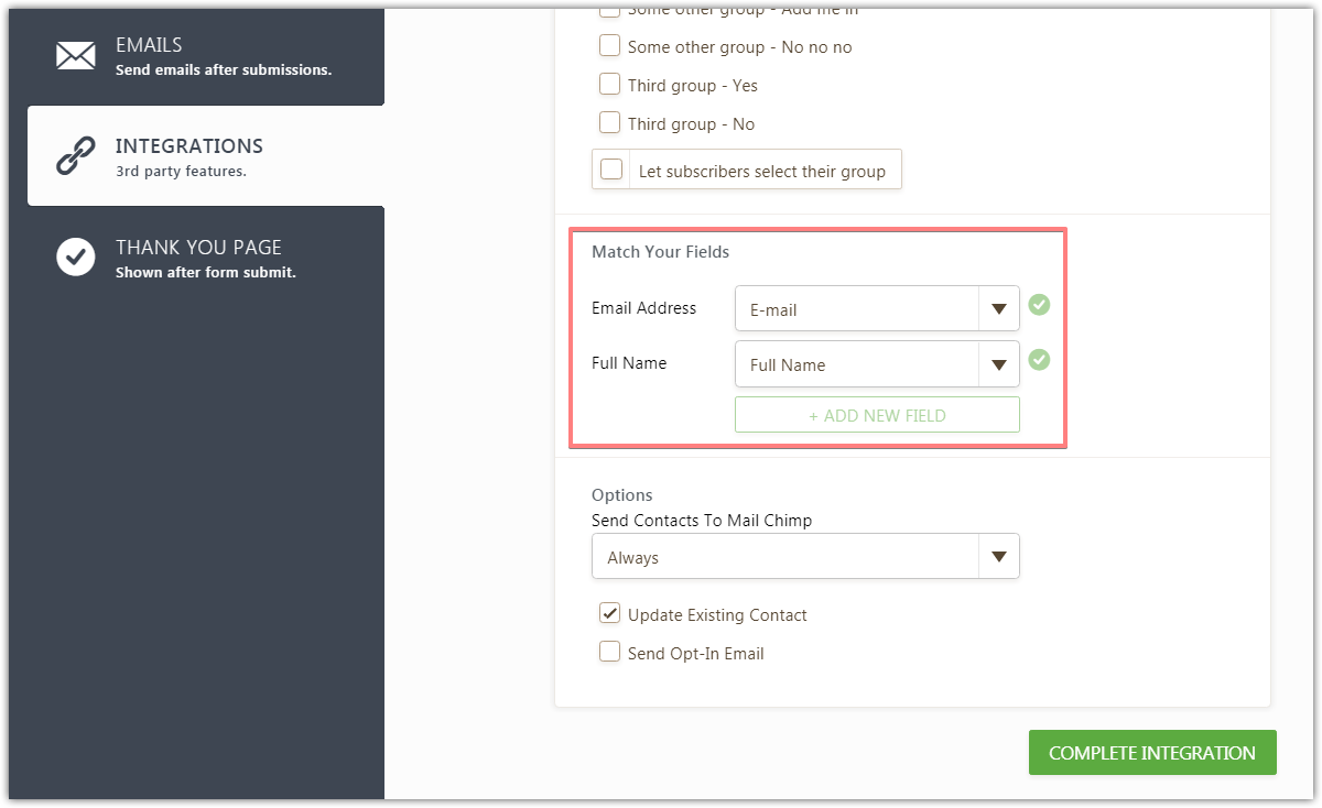 Cannot Map Fields In Mailchimp Integration