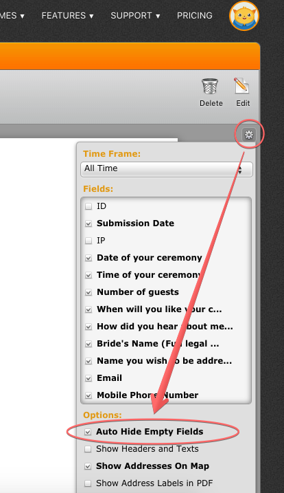 How can unanswered questions be left blank on a submitted form?