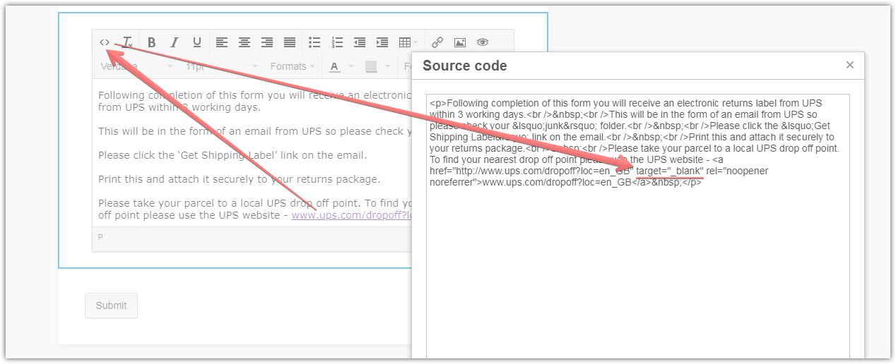 Added link in Text field does not work