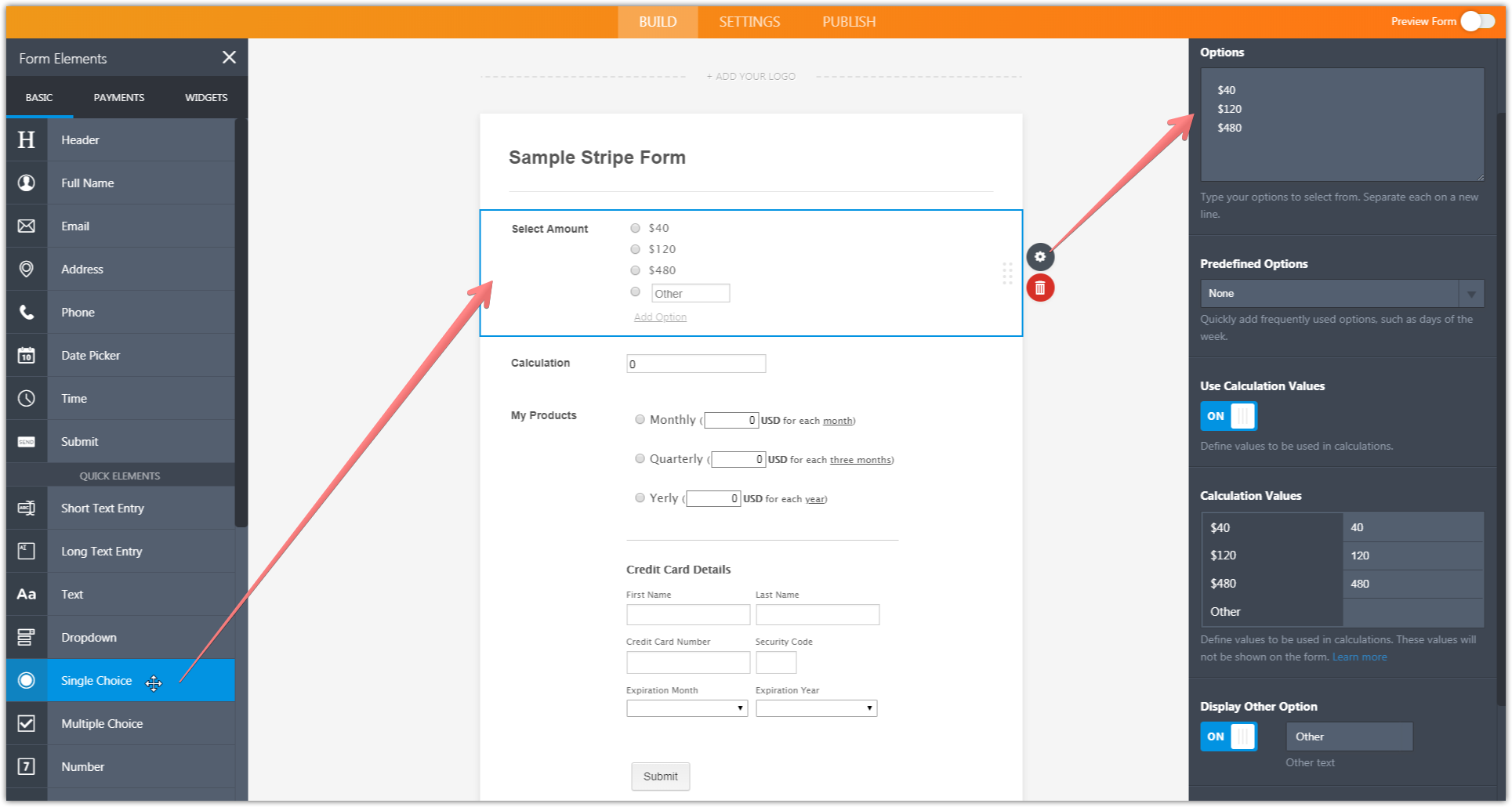 Can we pass selected amount to Stripe subscription?