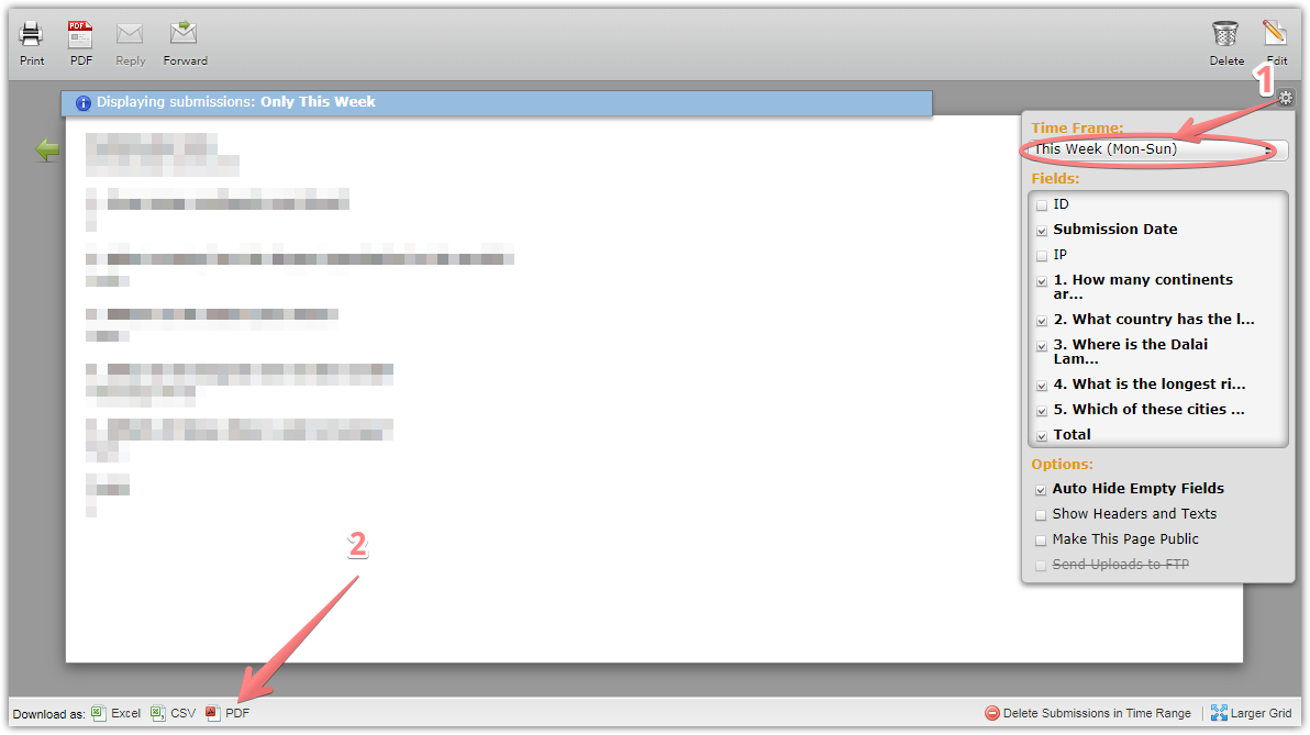 How to select range of PDF''s completed forms to print