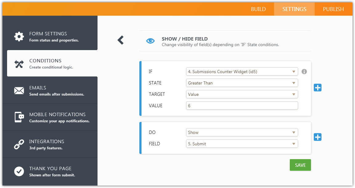 How to use submission counter widget calculations?