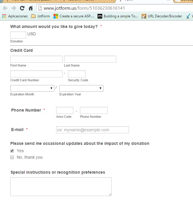 How can I remove padding between form and text on Wordpress page?