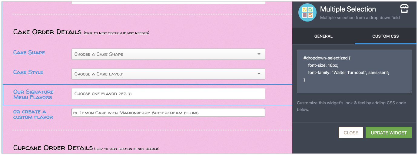 Custom CSS to Match font for Multiple Selection Widget