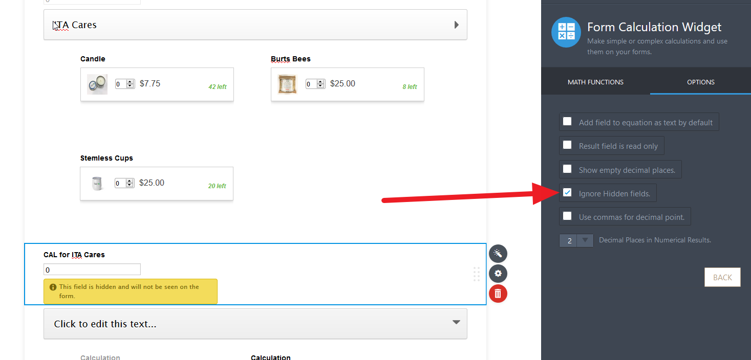 Calculation Widget Not Working Correctly On My Form
