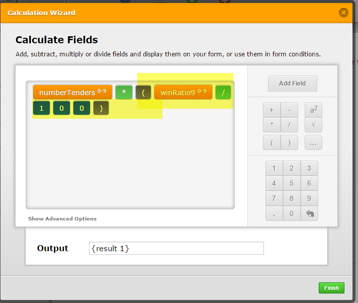 How to show a percentage in form