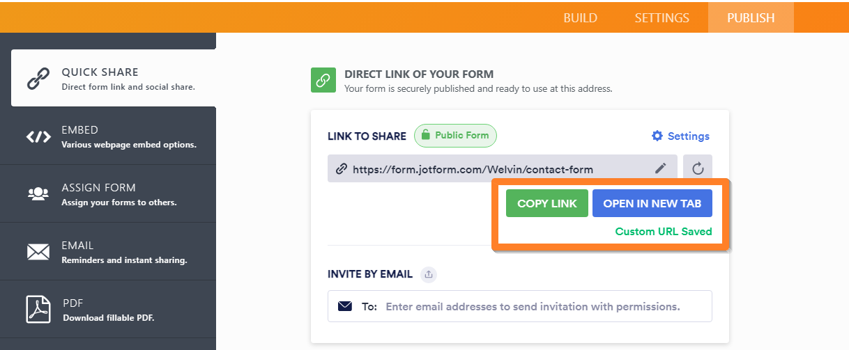 How To Create A Custom URL Of A Form 